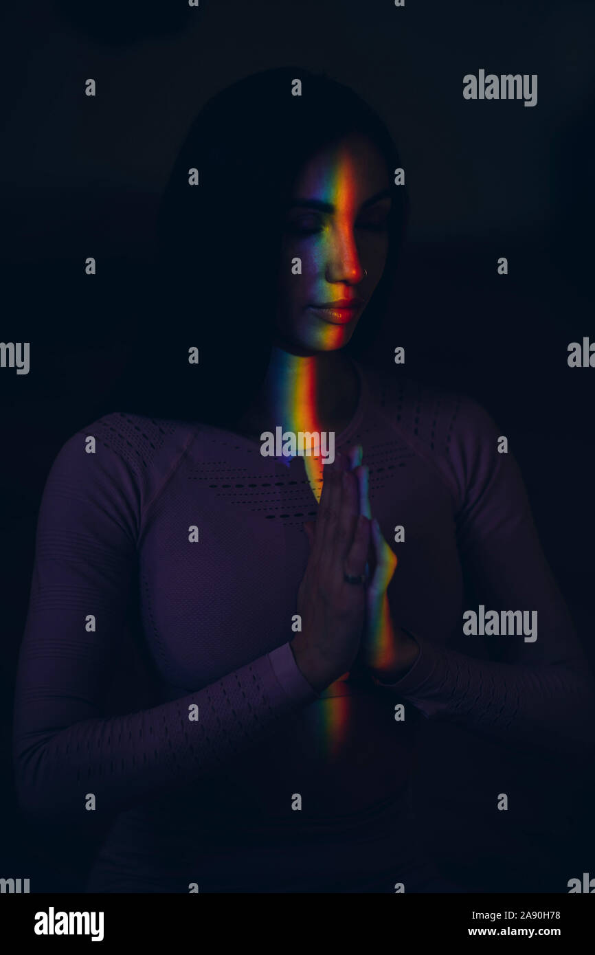 Girl rainbow yoga pose hi-res stock photography and images - Alamy