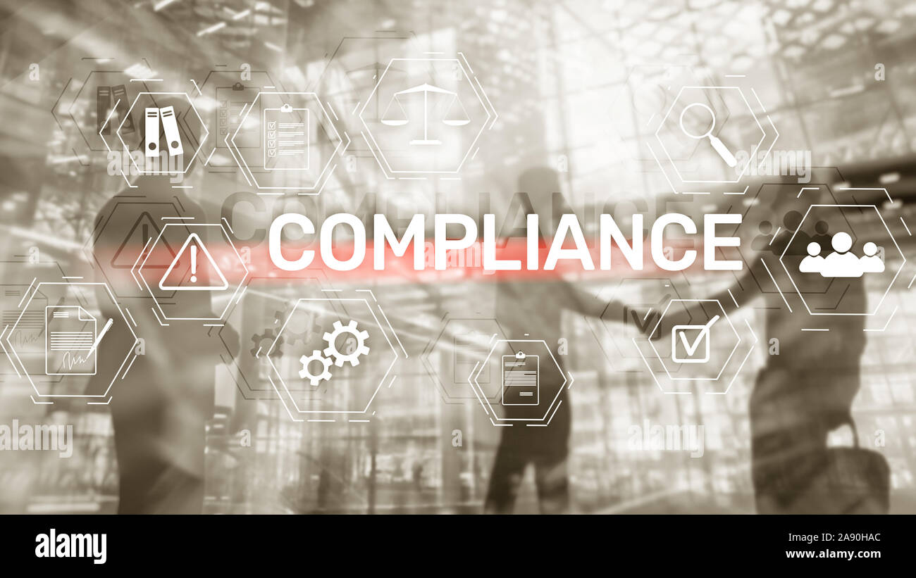 Compliance diagram with icons. Business concept on abstract background ...