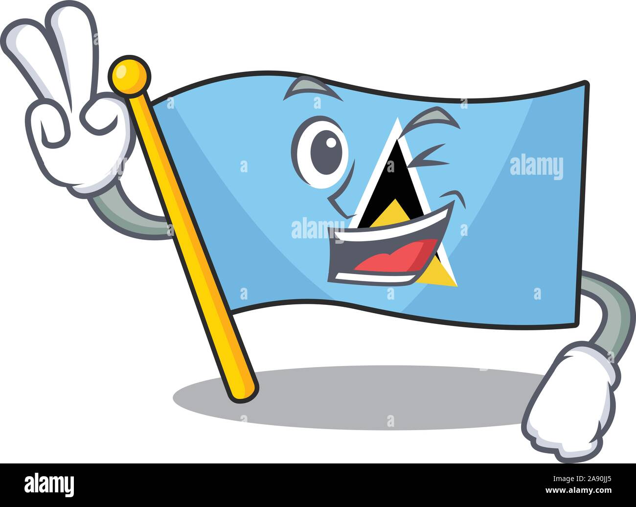 two finger flag saint lucia with character shape Stock Vector Image ...