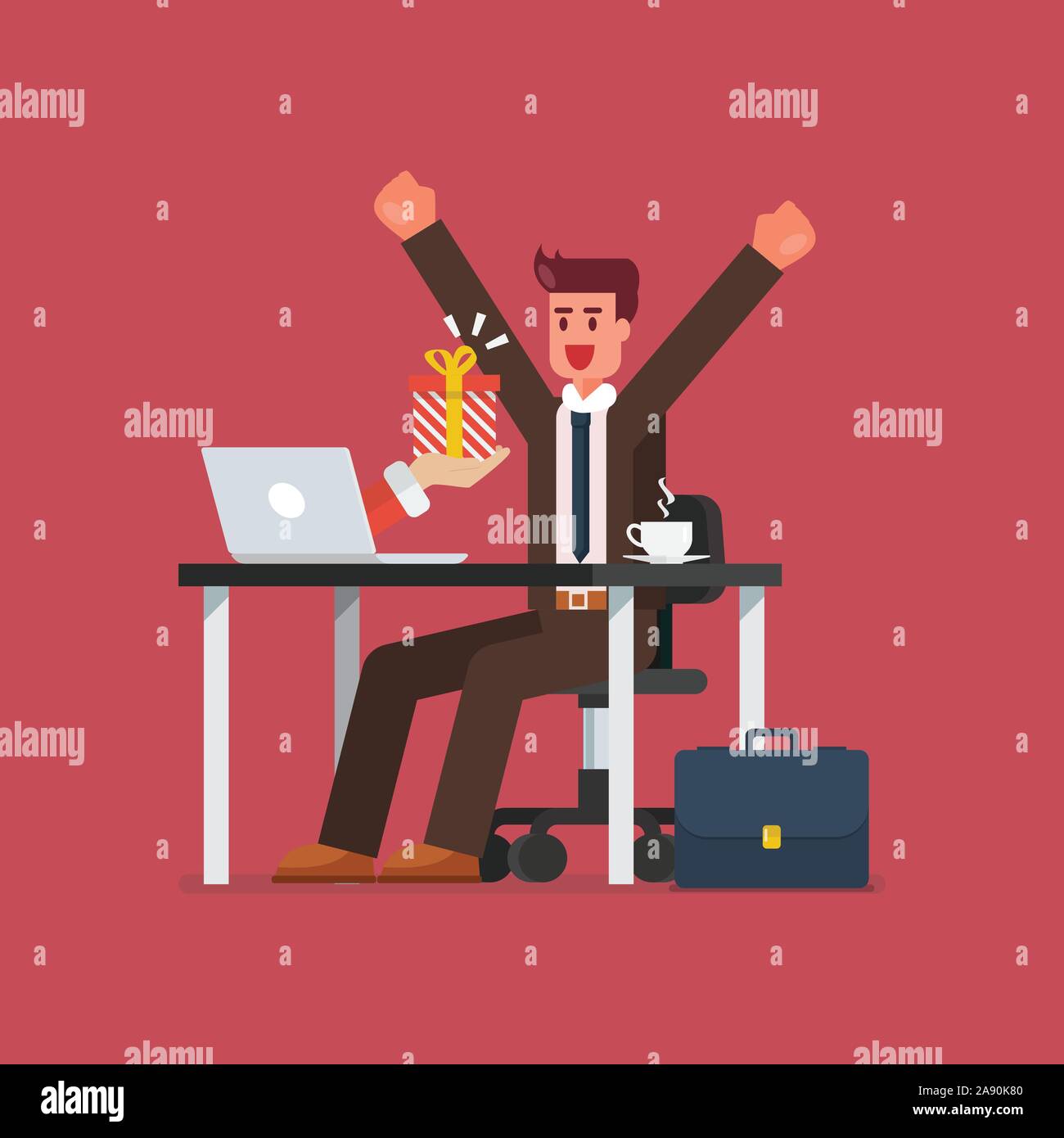 Happy surprise at work Stock Vector Images - Alamy