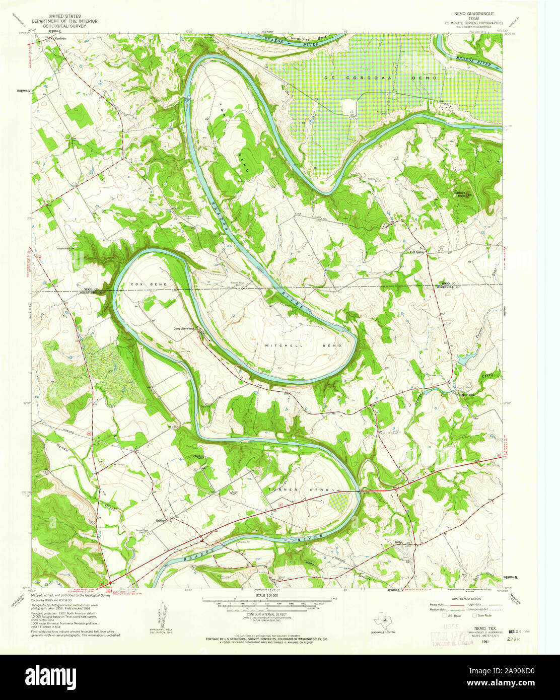 USGS TOPO Map Texas TX Nemo 114654 1961 24000 Restoration Stock Photo ...