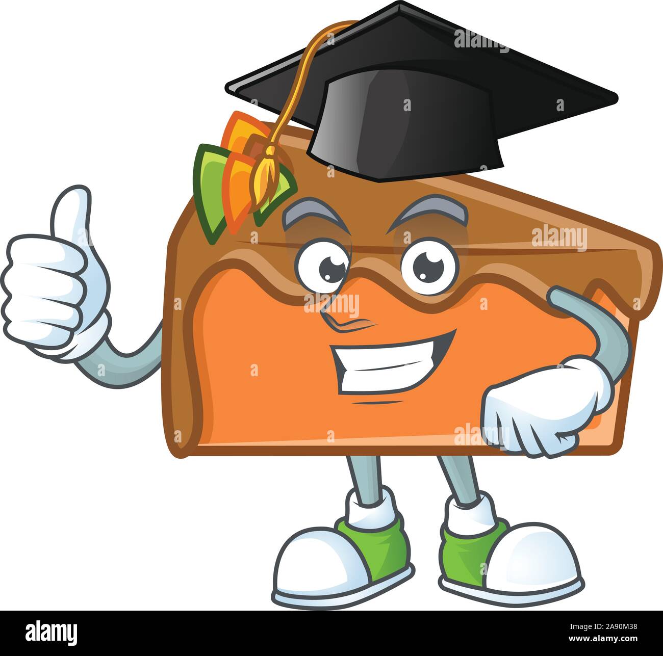 Dessert slice cake cartoon character mascot graduation hat Stock Vector ...