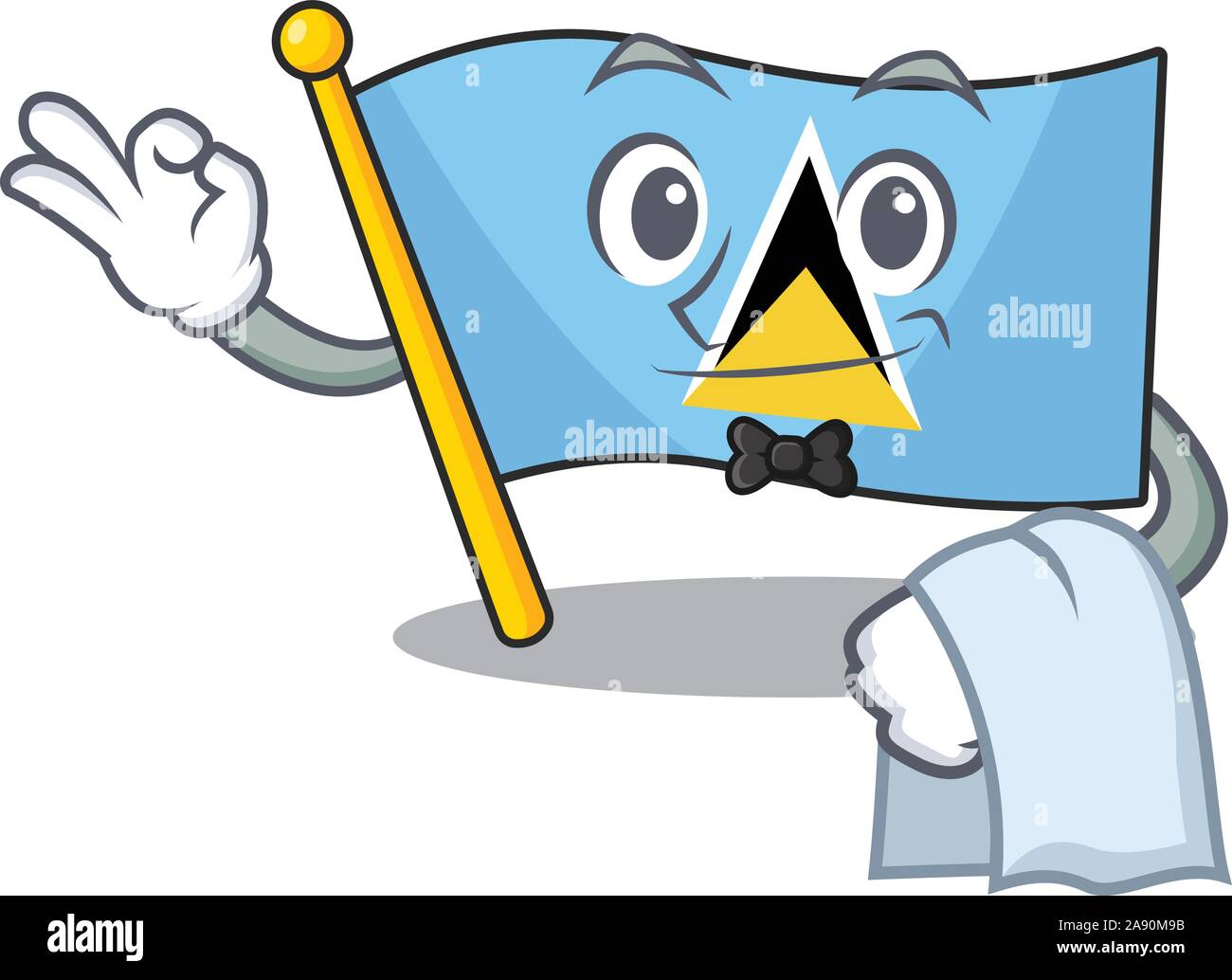 vector flag saint lucia in waiter mascot Stock Vector Image & Art - Alamy