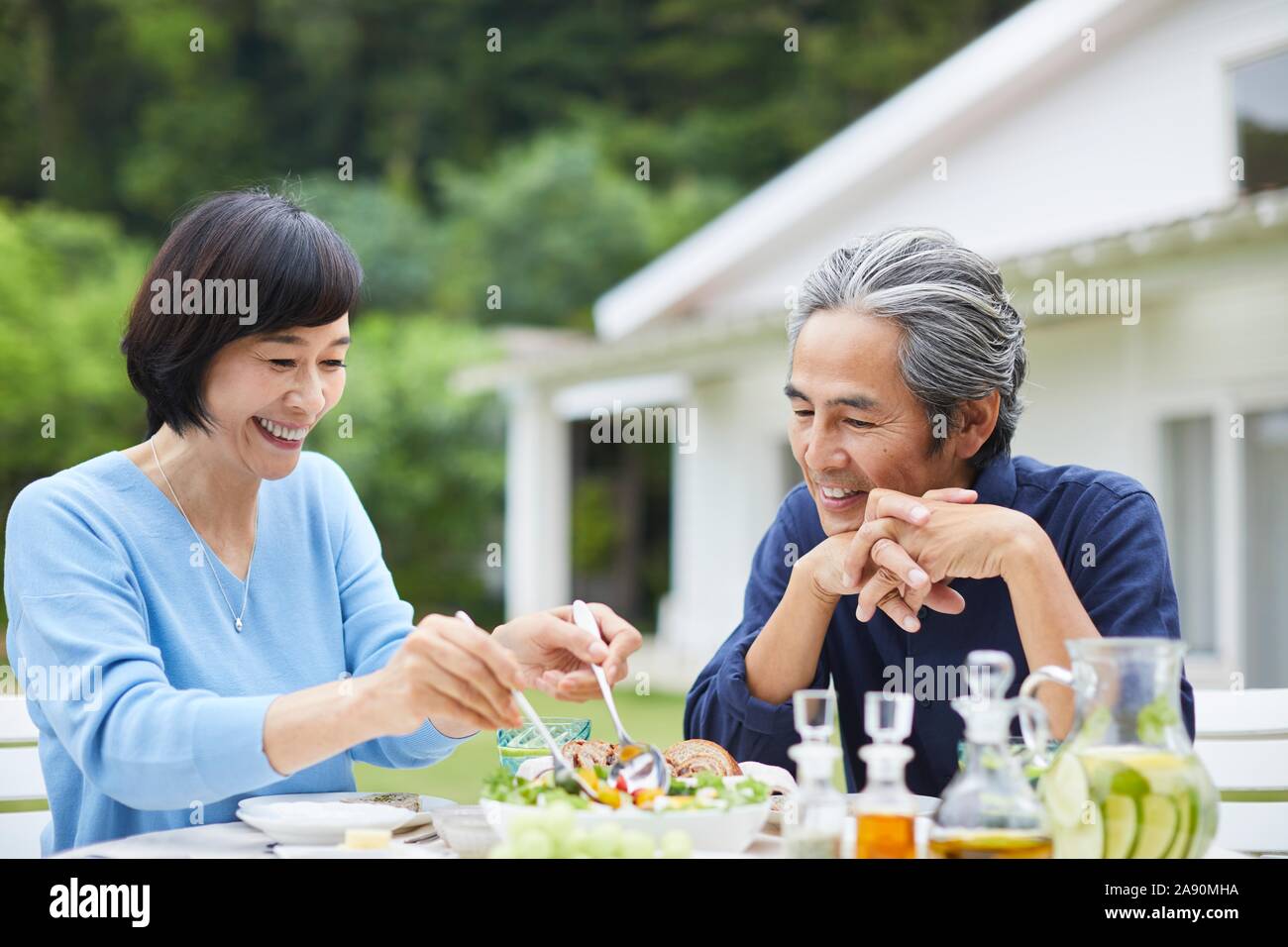 Senior Japanese couple at home Stock Photo - Alamy