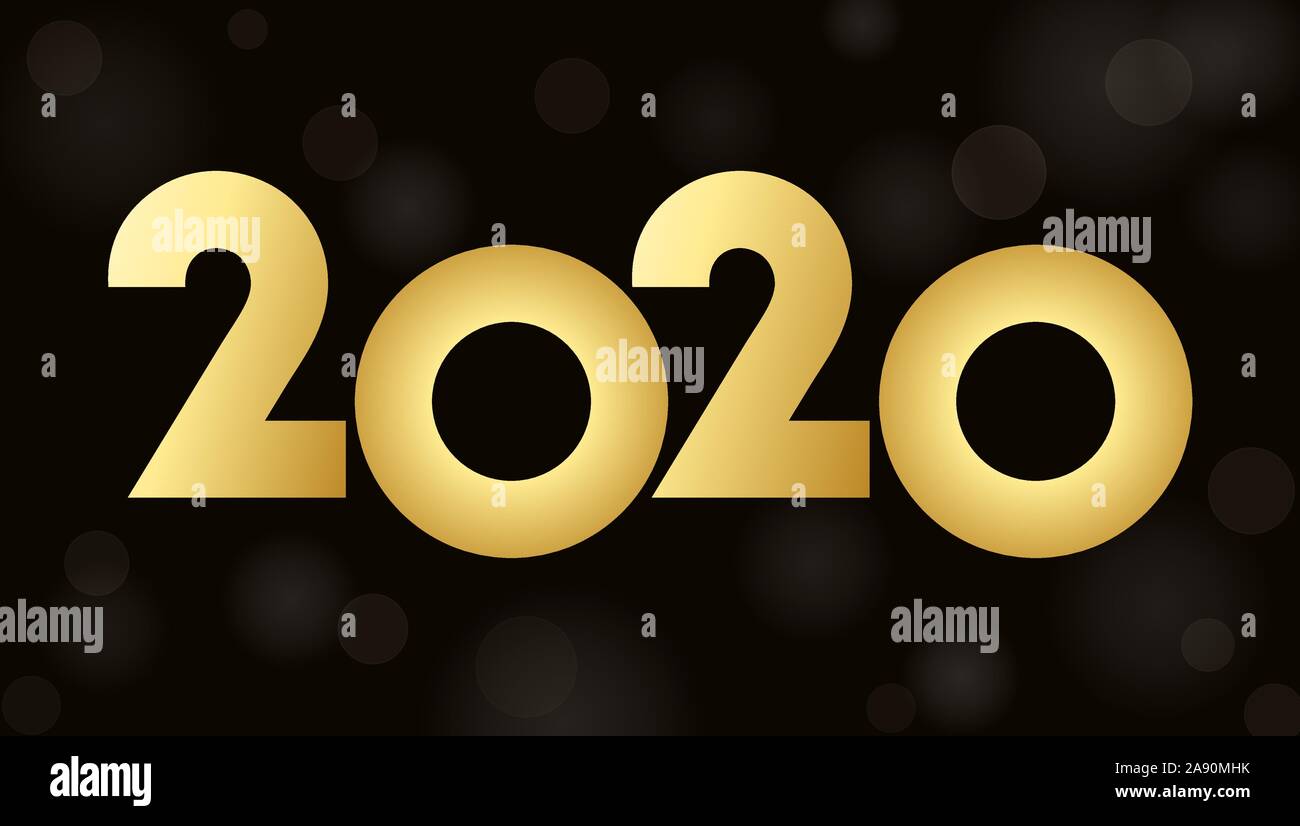 Happy new year 2020 design template. Vector illustration on black ...