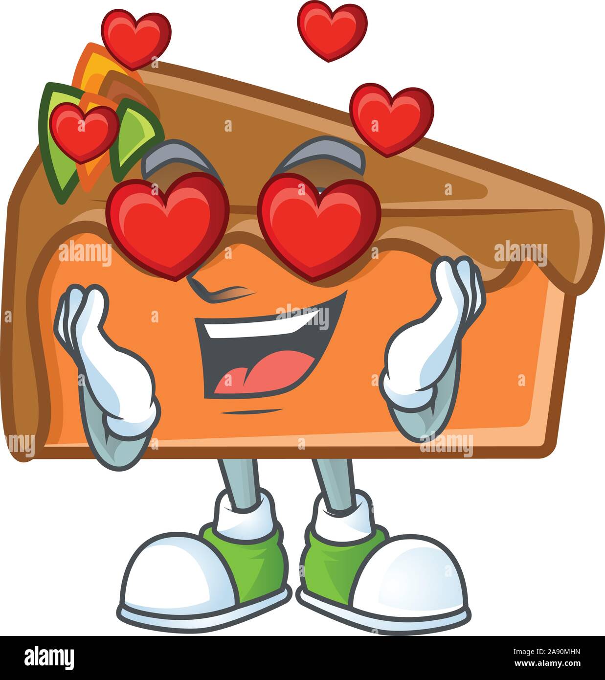 Slice cake in the cartoon character in love Stock Vector Image & Art ...