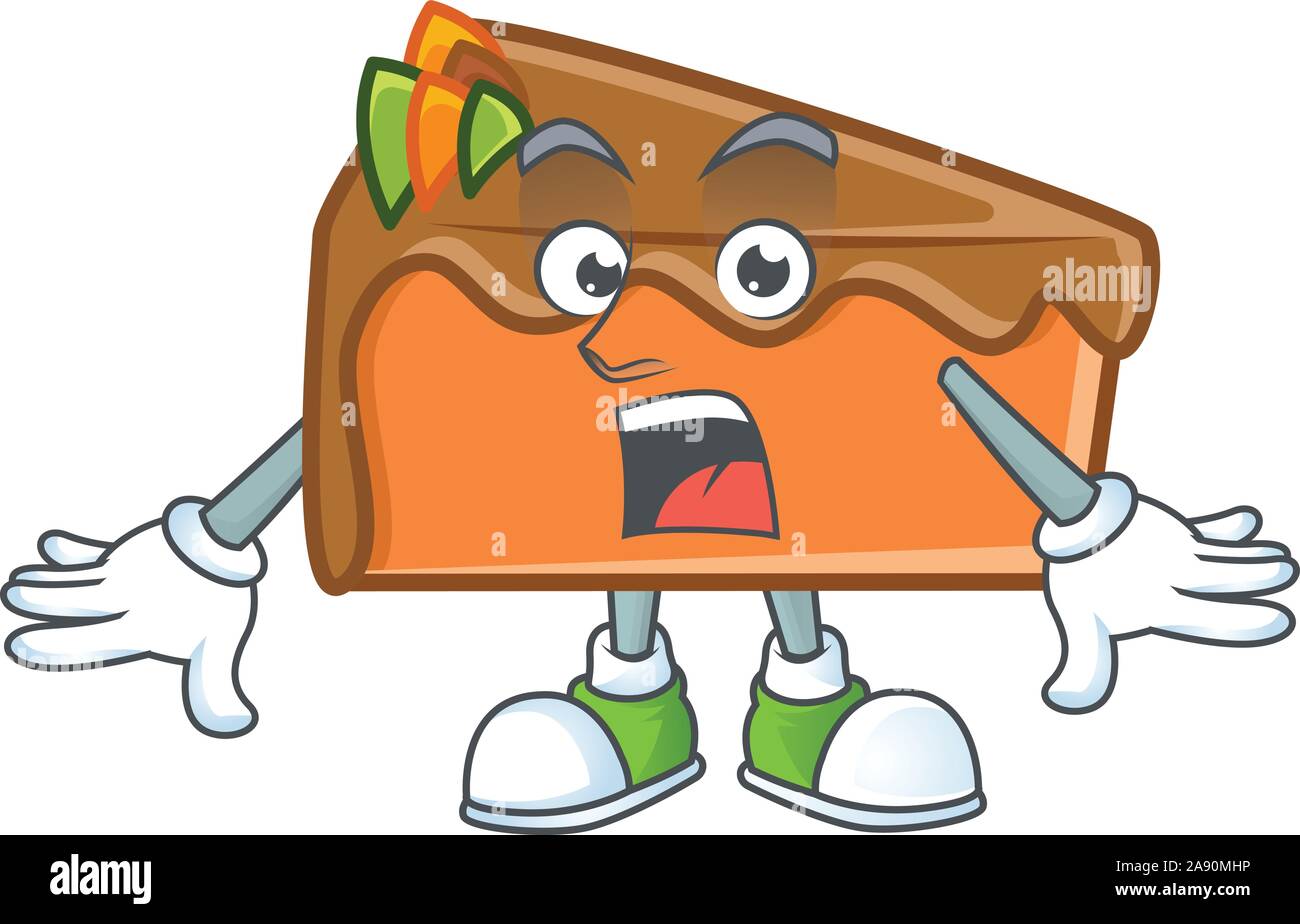 Slice cake in the cartoon character surprised Stock Vector Image & Art ...