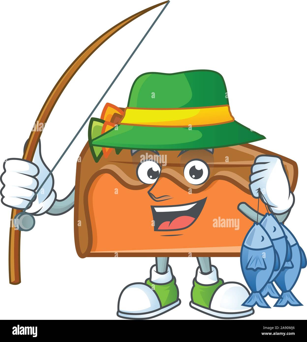 Slice cake in the cartoon character fishing Stock Vector Image & Art ...