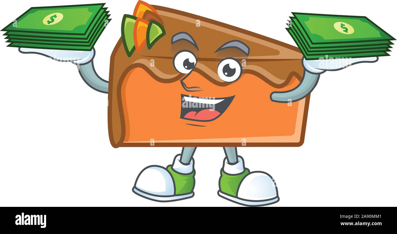 Slice cake in the cartoon character holding money Stock Vector Image ...