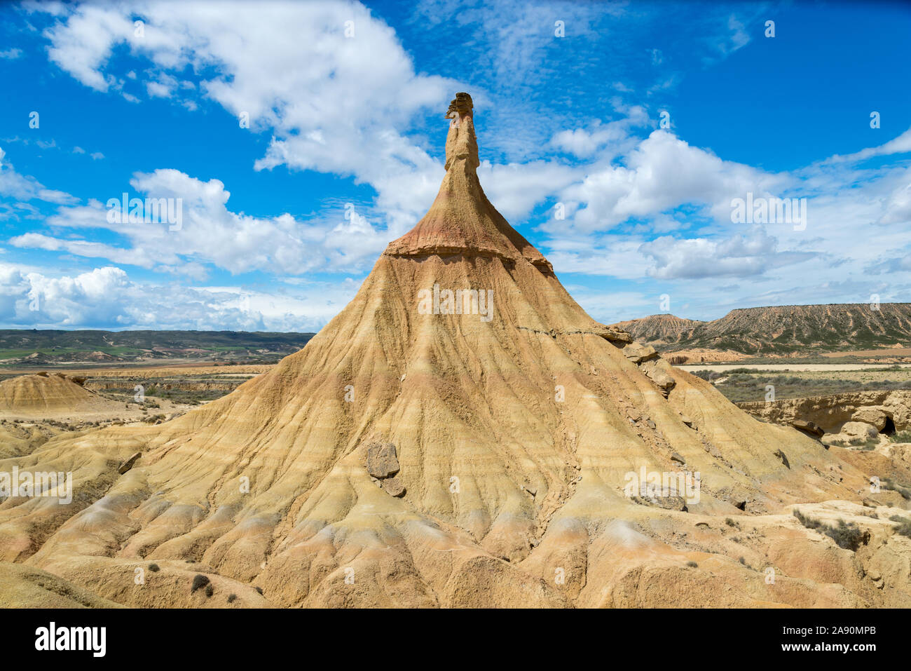 Castildetierra is a single rock eroded in the Spanish badlands Bardenas ...