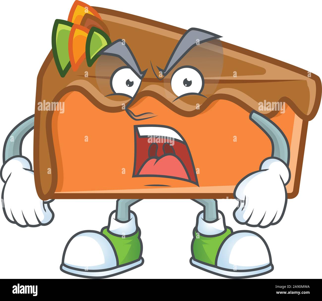 Slice cake in the cartoon character angry Stock Vector Image & Art - Alamy