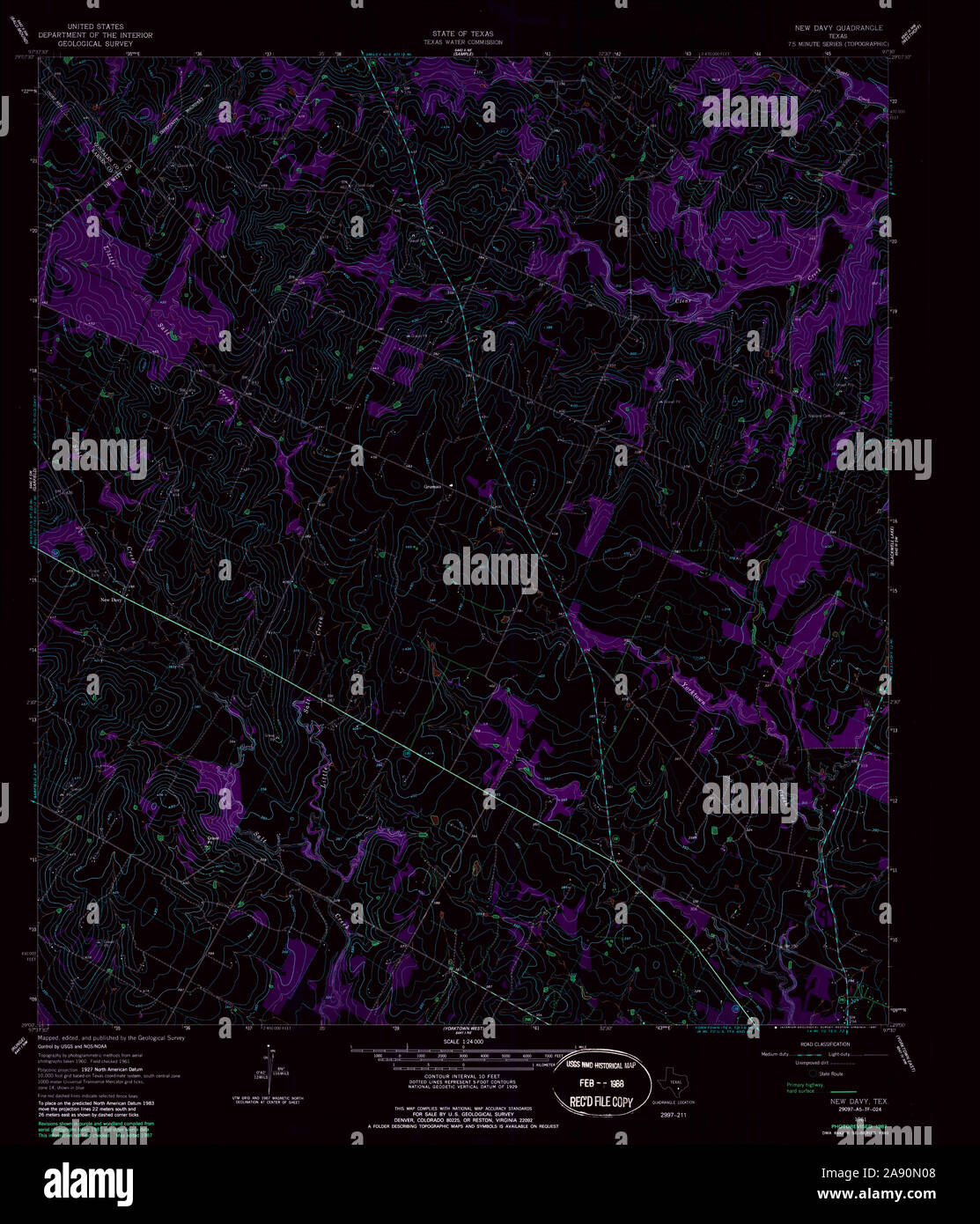 USGS TOPO Map Texas TX New Davy 117358 1961 24000 Inverted Restoration ...