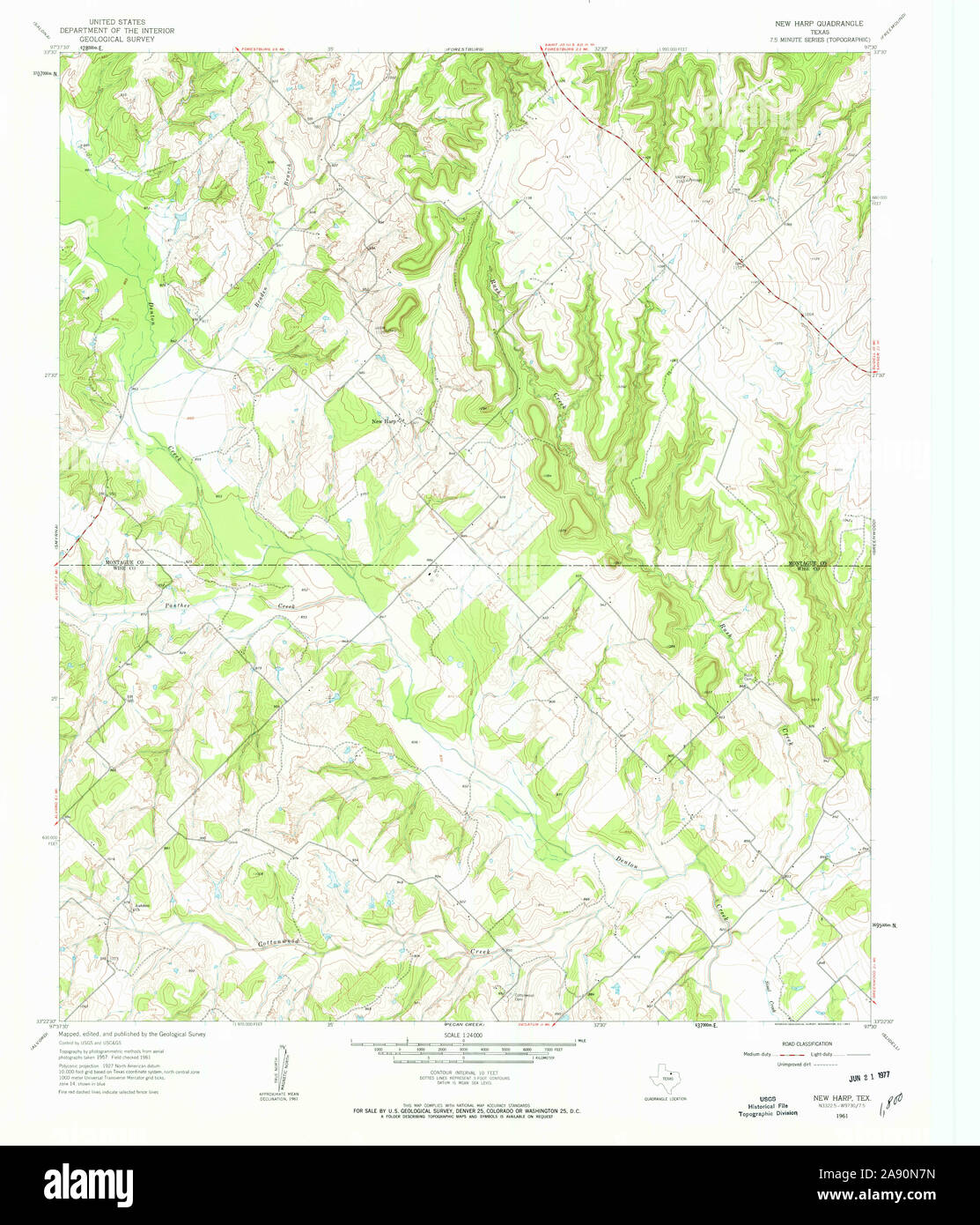 USGS TOPO Map Texas TX New Harp 114668 1961 24000 Restoration Stock ...