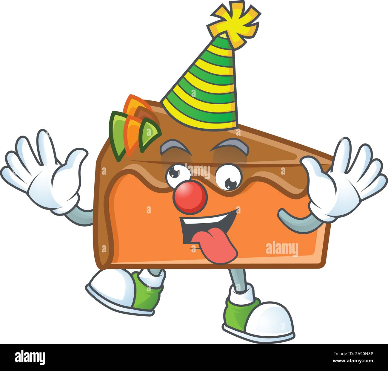 Slice cake character clown on white background Stock Vector Image & Art ...