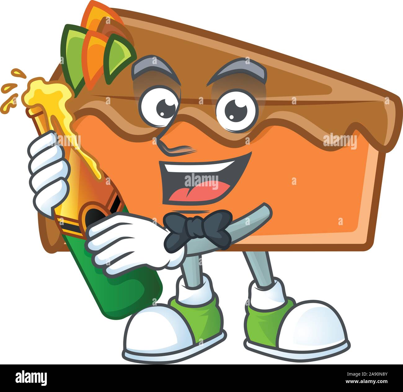 Slice Cake Character Bring Beer On White Background Stock Vector Image And Art Alamy