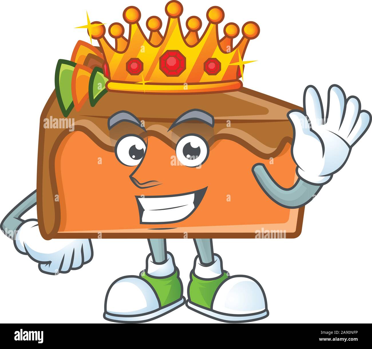 Slice cake character king on white background Stock Vector Image & Art ...