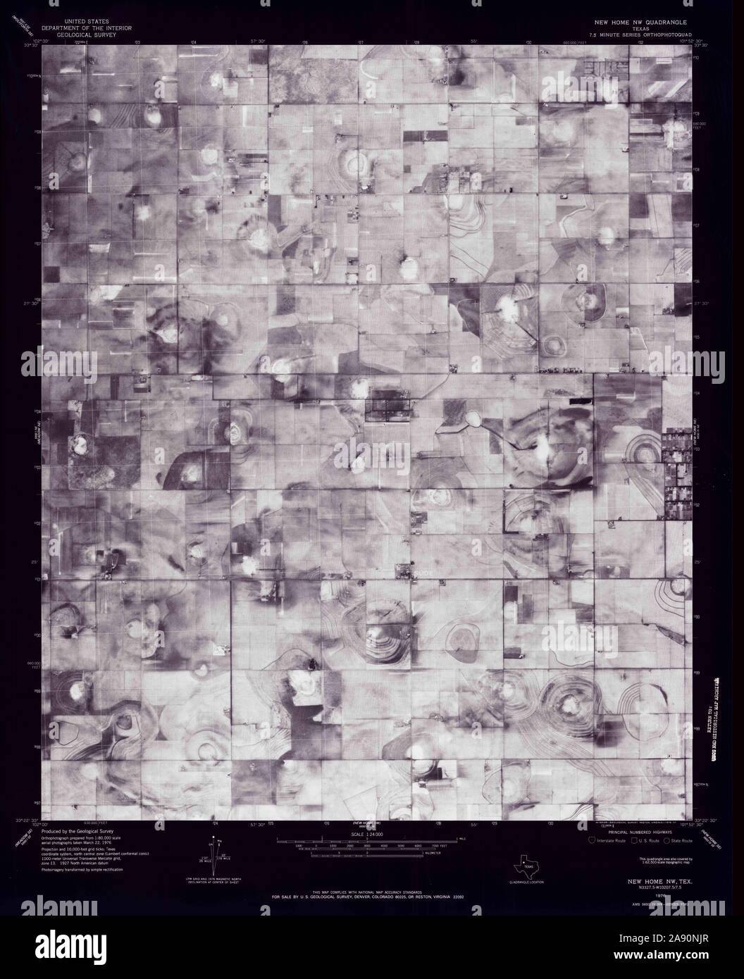 USGS TOPO Map Texas TX New Home NW 114674 1976 24000 Inverted ...