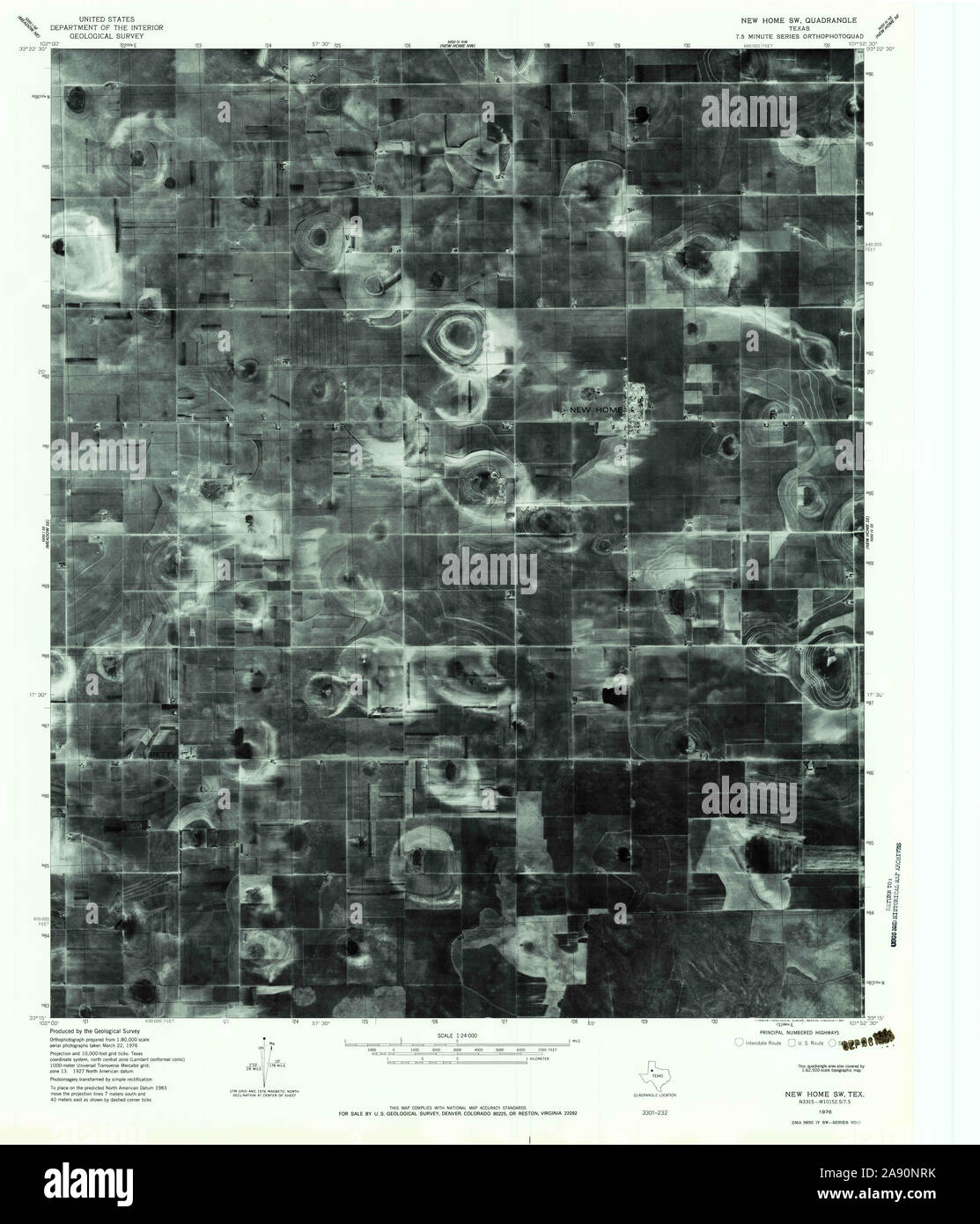 USGS TOPO Map Texas TX New Home SW 114676 1976 24000 Restoration Stock ...