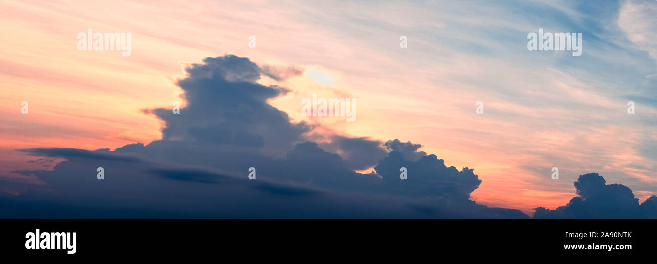 Abstract sunset with beautiful color sky and clouds nature panorama ...