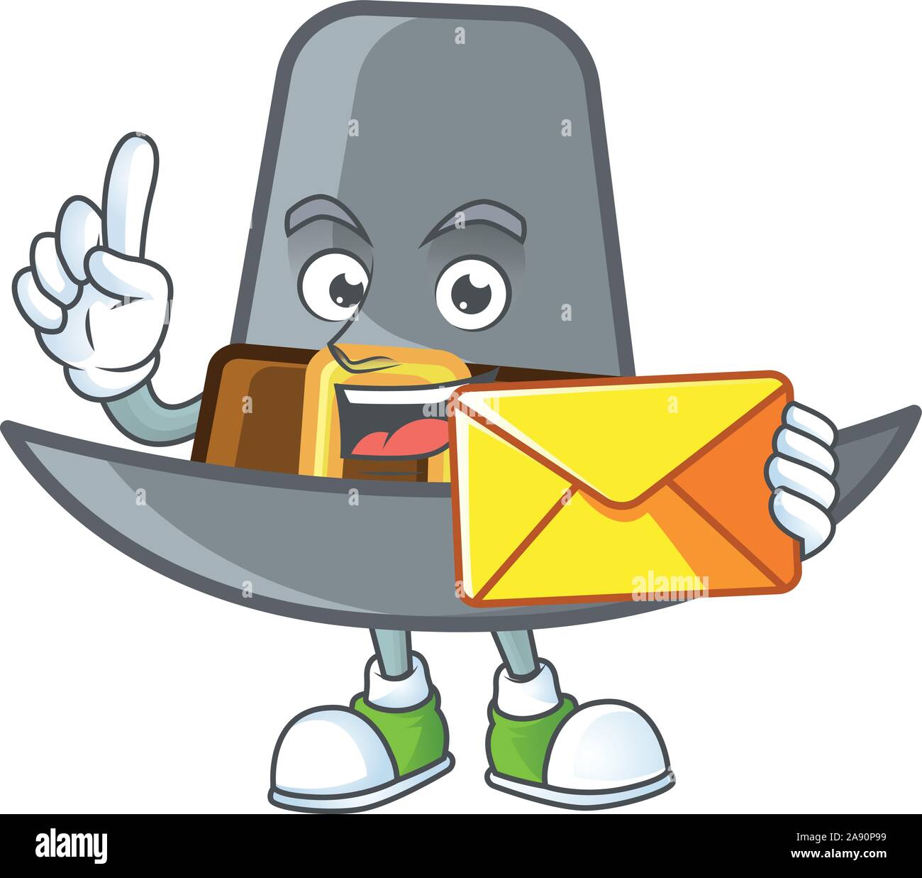 Pilgrim hat in the cartoon character bring envelope Stock Vector Image ...