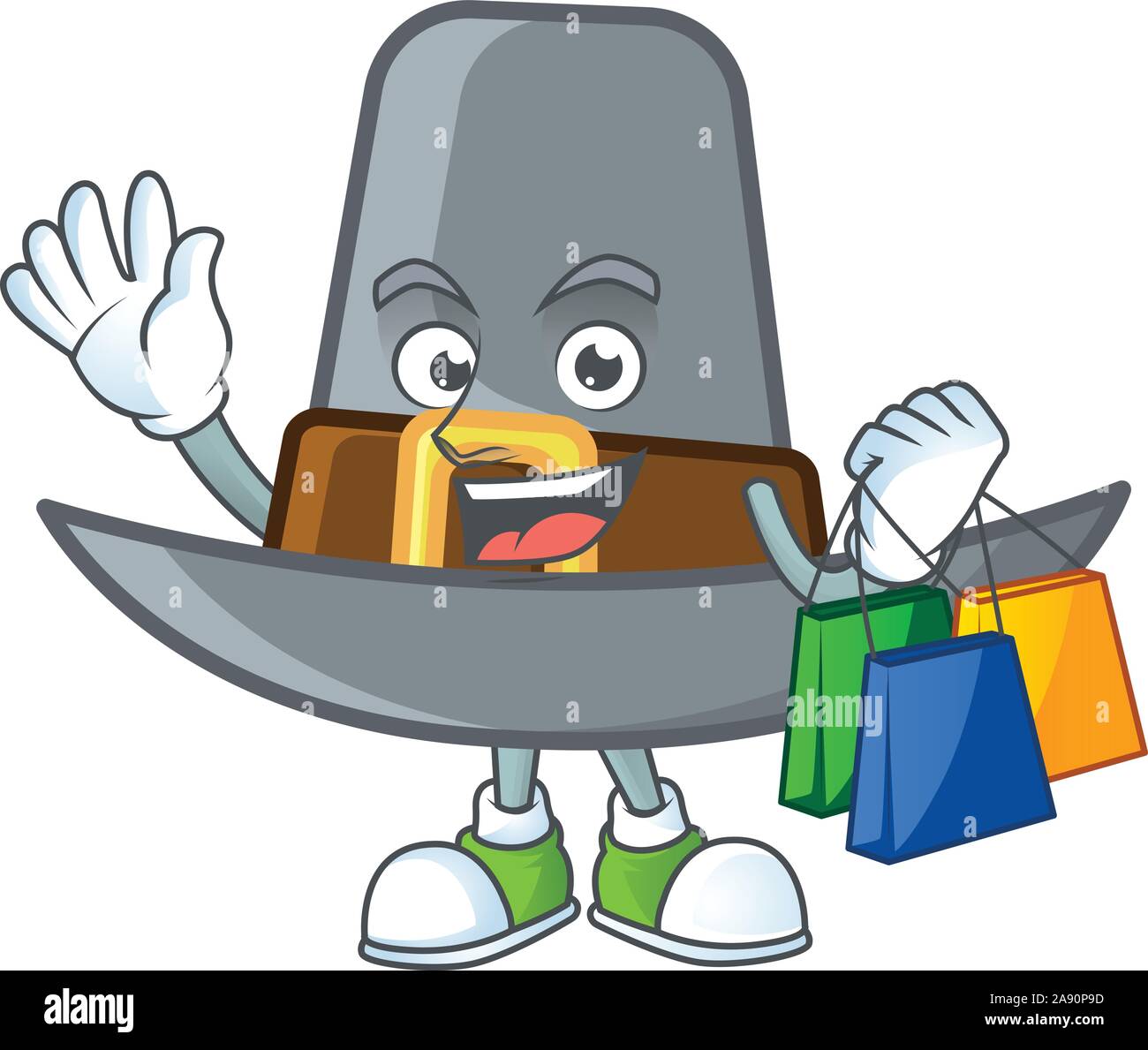 Pilgrim hat in the cartoon character shopping Stock Vector Image & Art ...