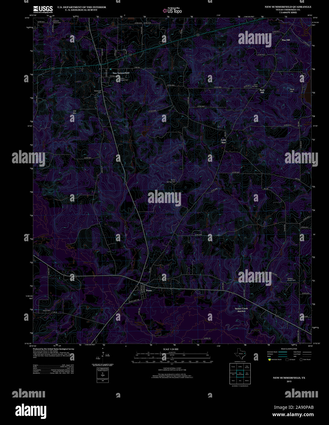 USGS TOPO Map Texas TX New Summerfield 20130131 TM Inverted Restoration ...
