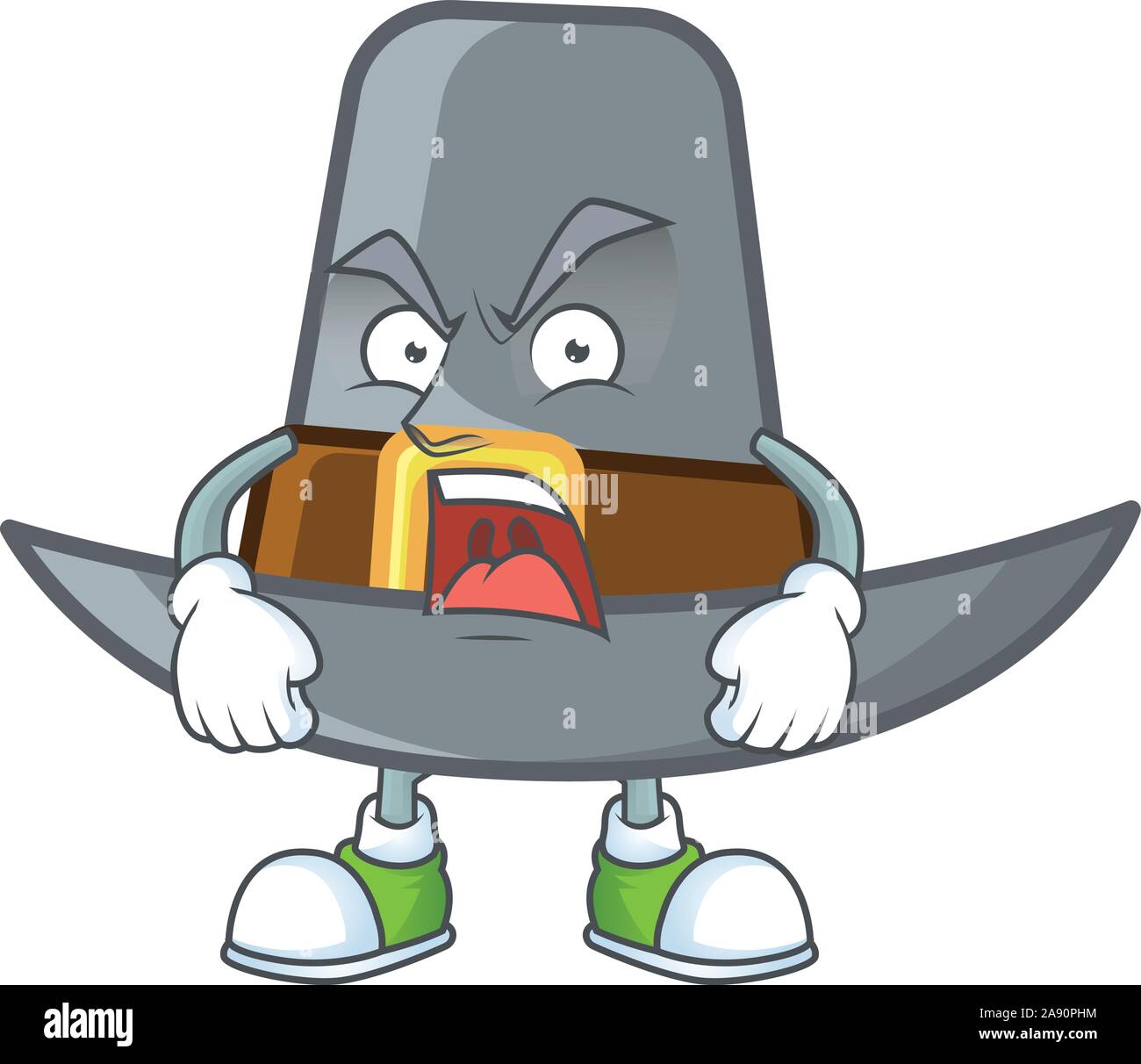 Vintage pilgrim hat isolated with mascot angry Stock Vector Image & Art ...