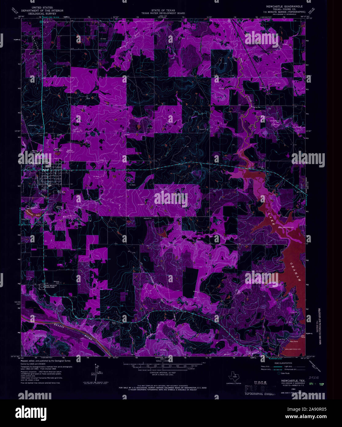 USGS TOPO Map Texas TX Newcastle 114692 1964 24000 Inverted Restoration ...