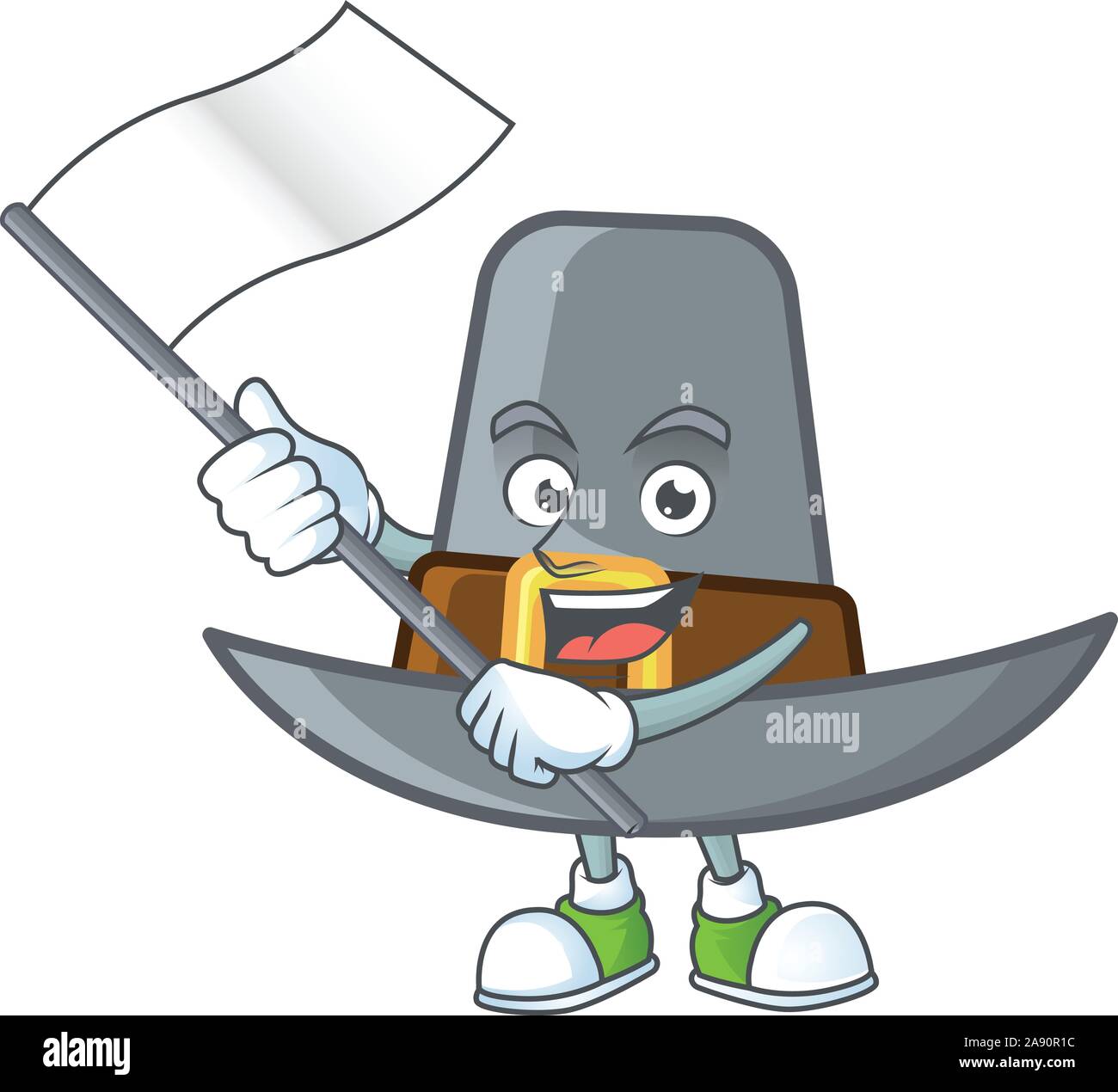 Pilgrim hat with buckle in character bring flag Stock Vector Image ...