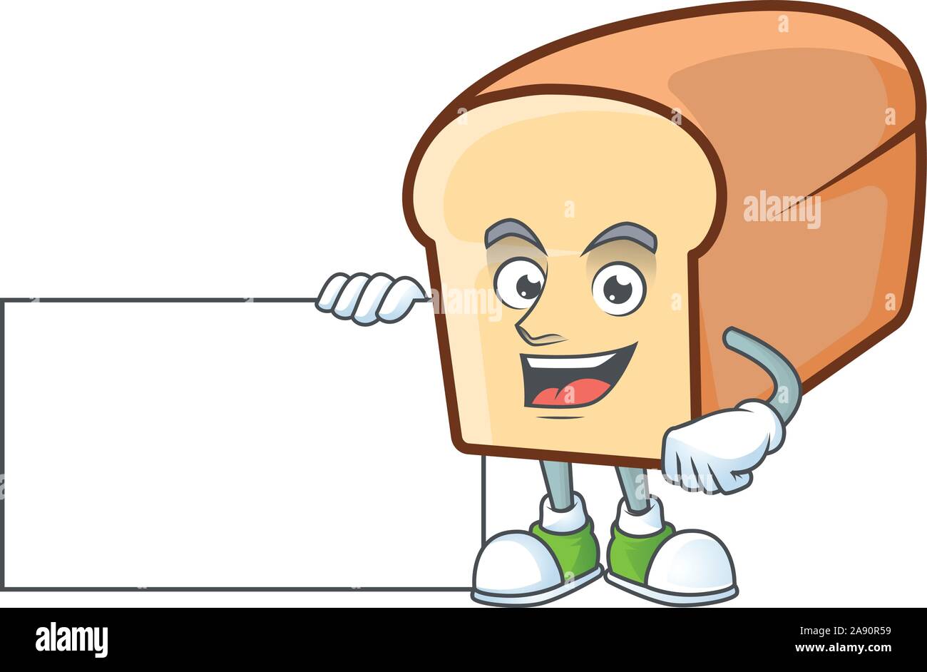 White bread of cartoon with grinning with board mascot Stock Vector ...