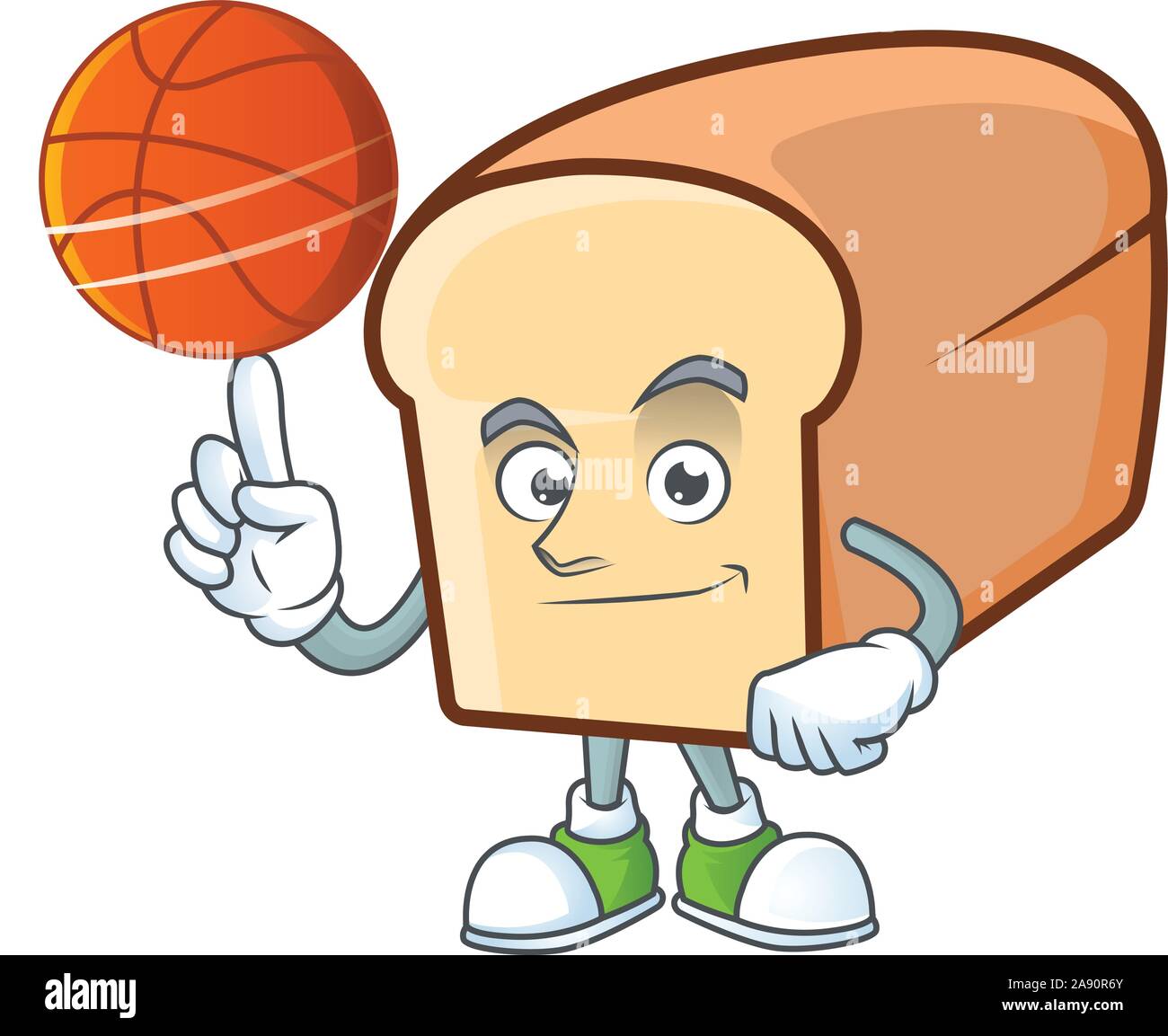 White bread of cartoon with holding basketball mascot Stock Vector ...