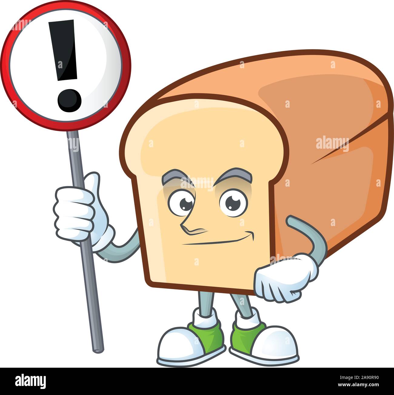 White bread of cartoon with sign warning mascot Stock Vector Image ...