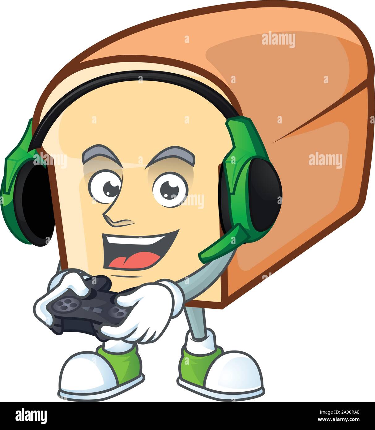 White bread of cartoon with bring gaming mascot Stock Vector Image ...