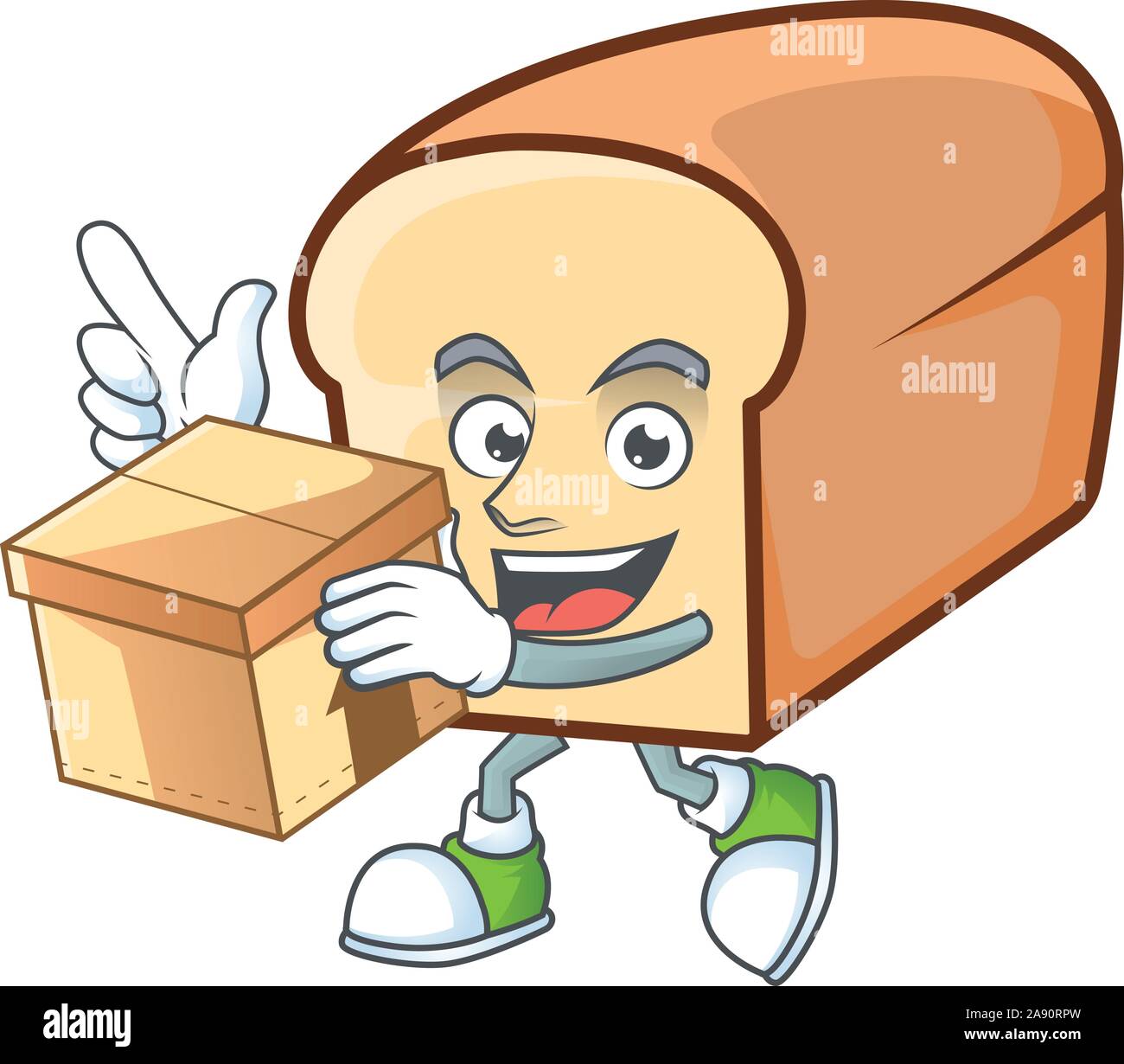White bread with bring box cartoon character shape Stock Vector Image ...