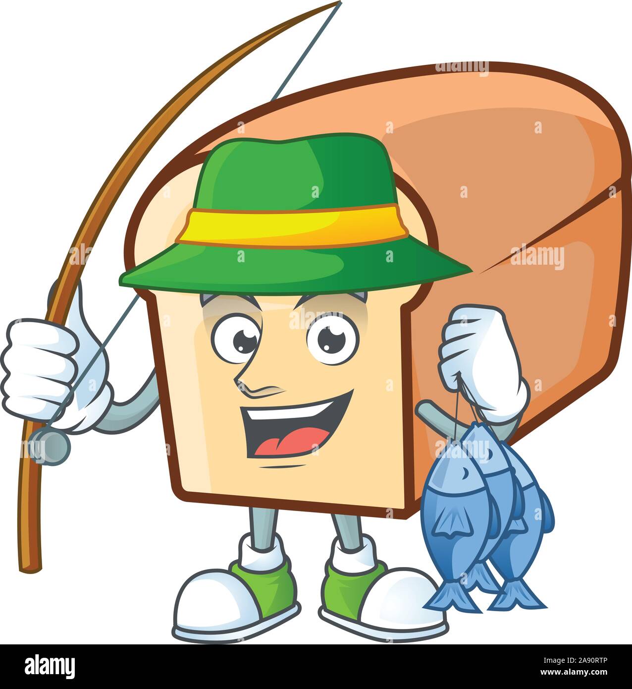 Cartoon of white bread in character fishing Stock Vector Image & Art ...