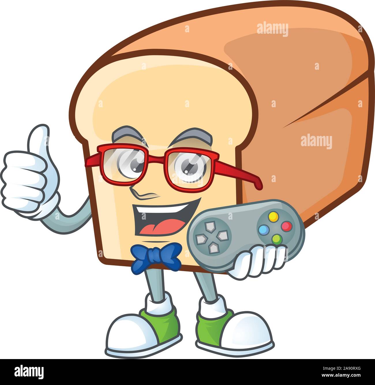 Cartoon of white bread in character holding gamer Stock Vector Image ...
