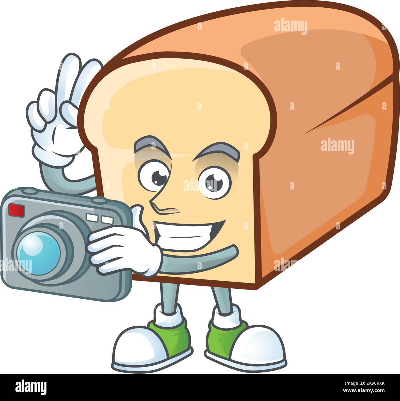Cartoon of white bread in character photographer Stock Vector Image ...