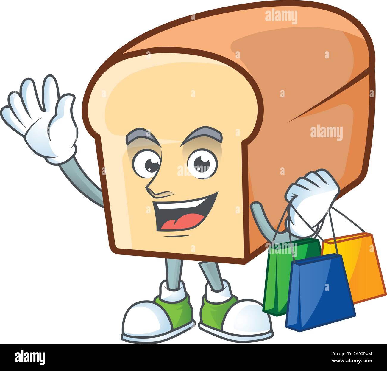 White bread with shopping cartoon character shape Stock Vector Image ...
