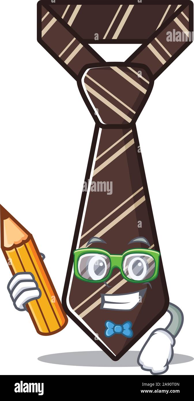 tie isolated student holding pencil with on the cartoon Stock Vector ...