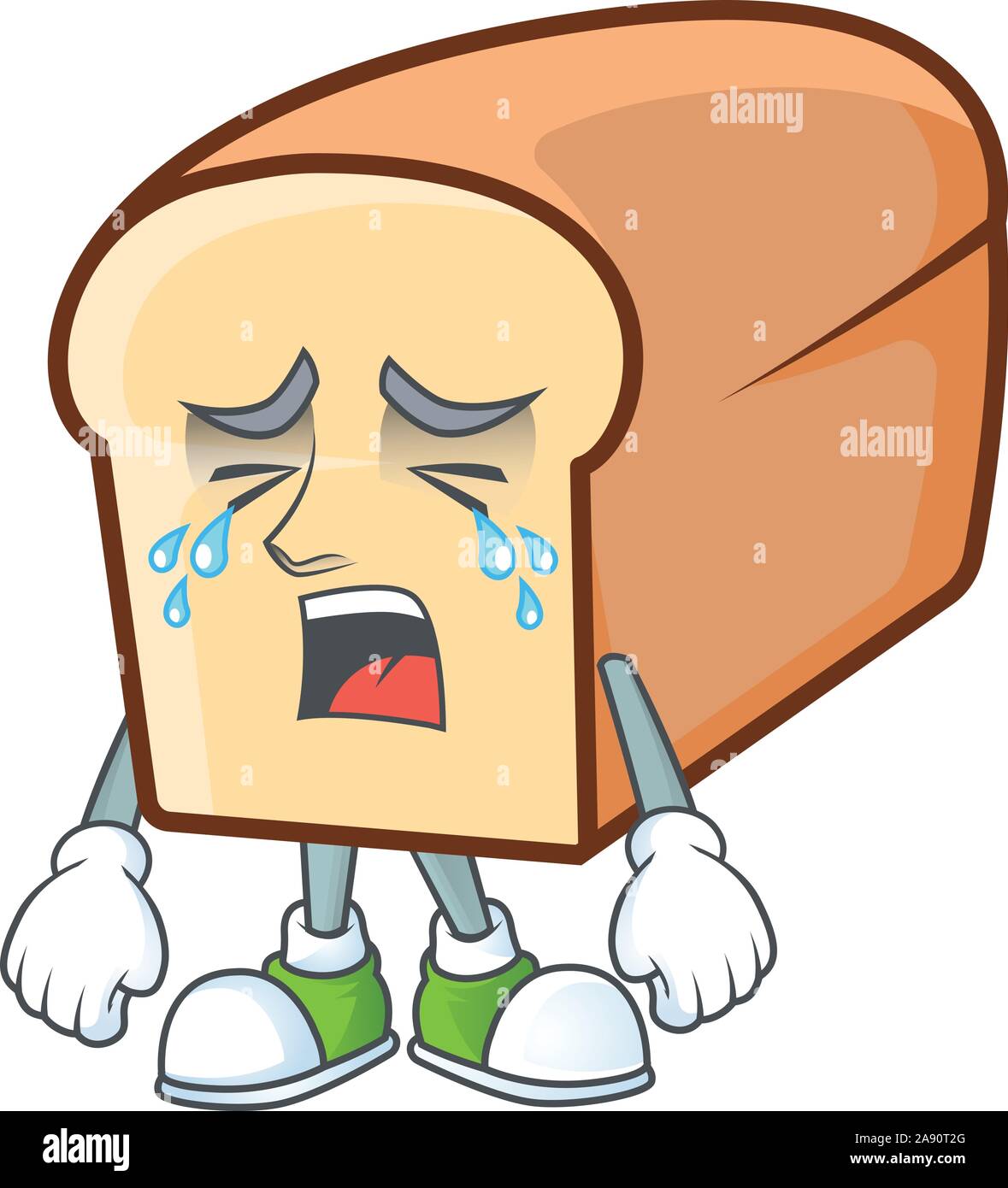 Cartoon of white bread in character crying Stock Vector Image & Art - Alamy