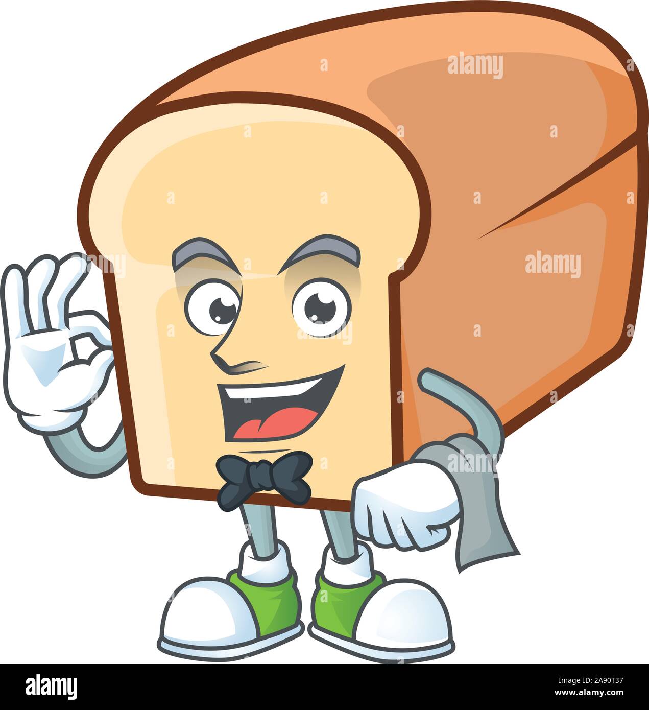 Cartoon of white bread in character waiter Stock Vector Image & Art - Alamy