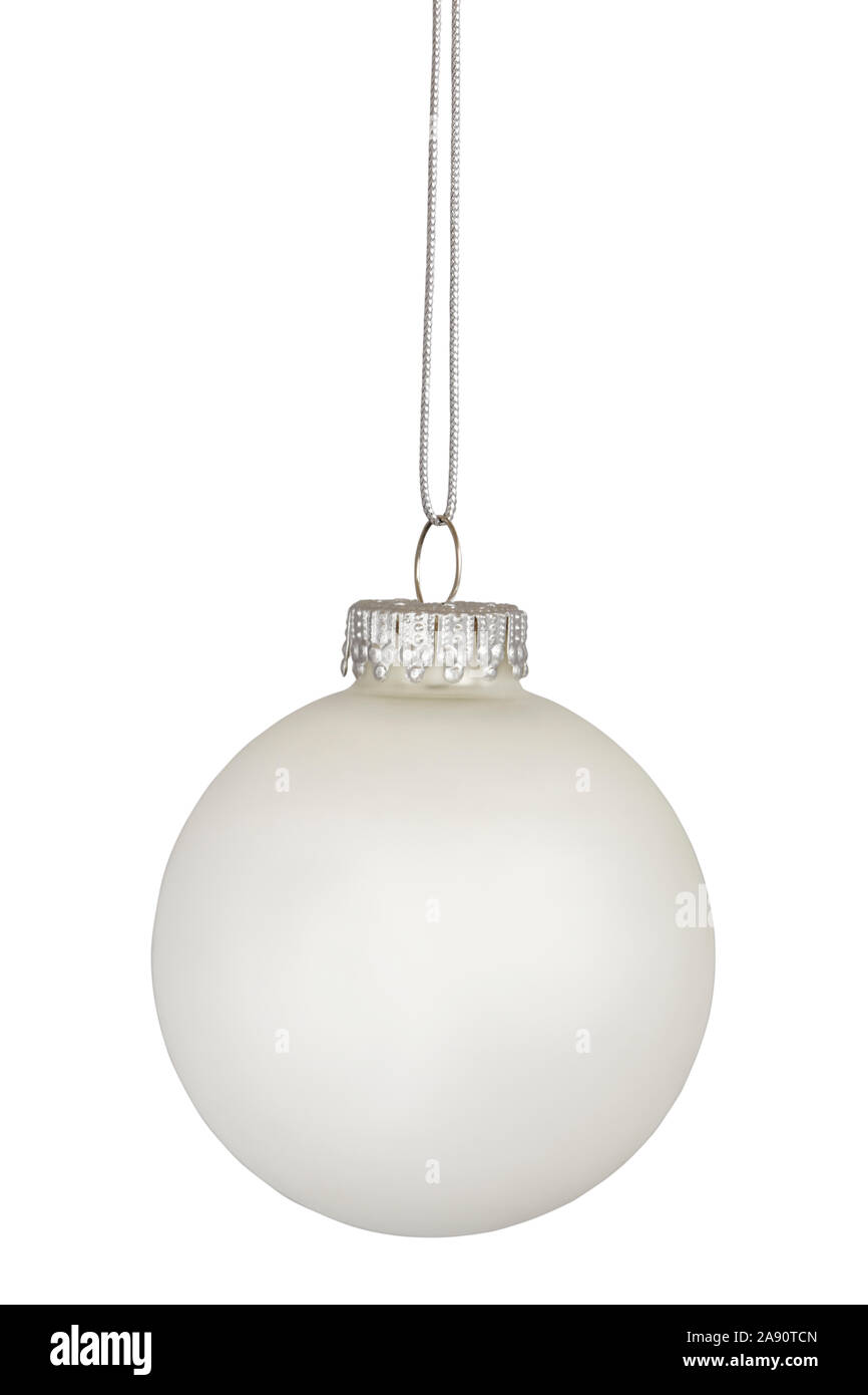 White christmas bauble isolated on white background Stock Photo - Alamy