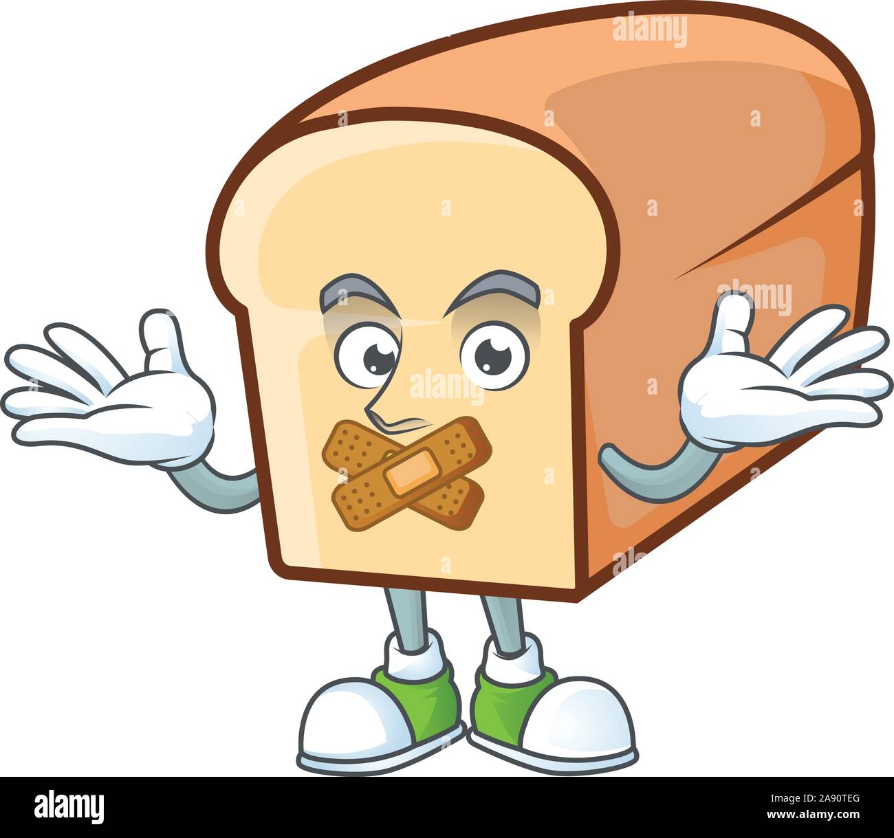 Cute bread isolated of cartoon character silent Stock Vector Image ...