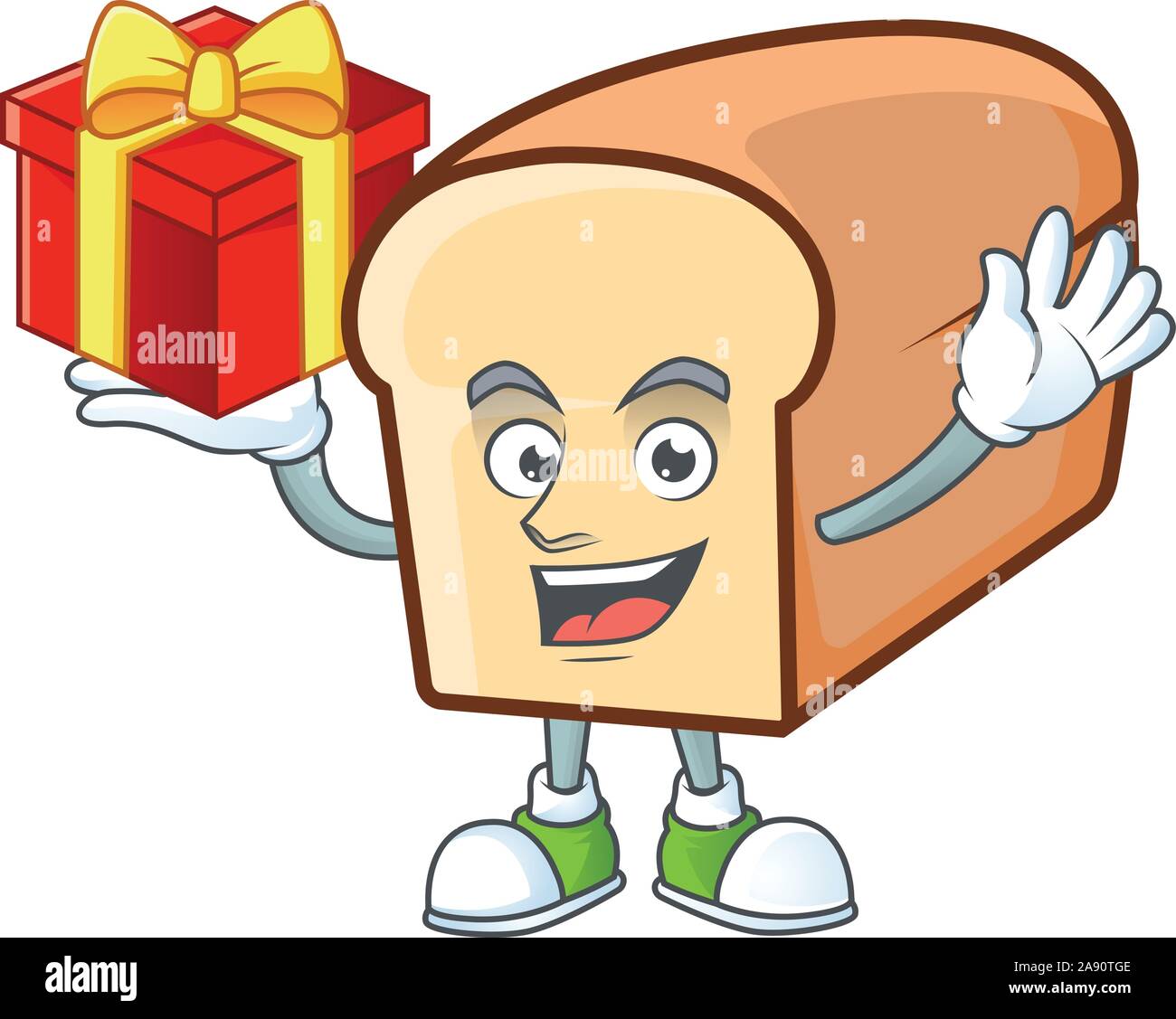 Cute bread isolated of cartoon character bring gift Stock Vector Image ...