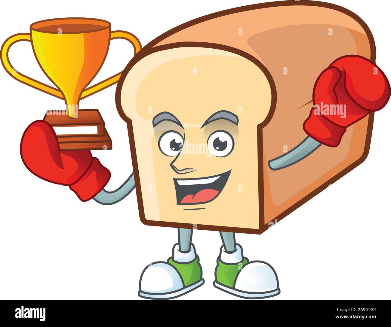Cute bread isolated of cartoon character boxing winner Stock Vector ...
