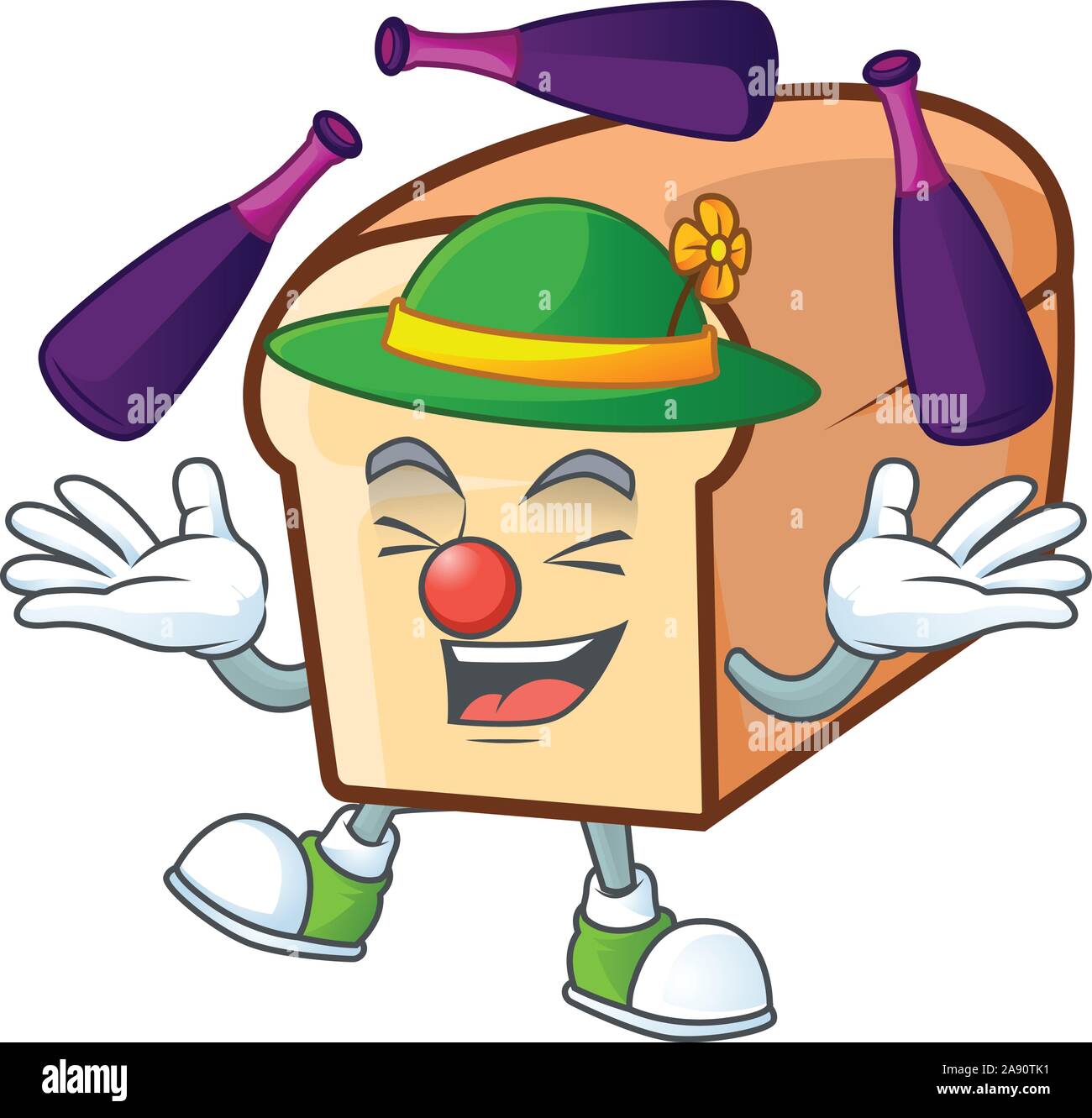 Cute bread isolated of cartoon character juggling Stock Vector Image ...
