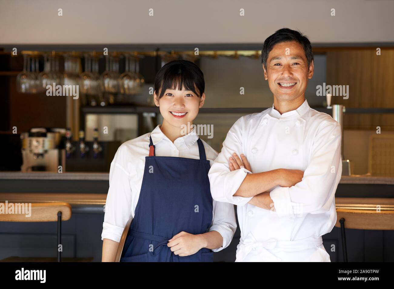 Japanese restaurant staff Stock Photo - Alamy