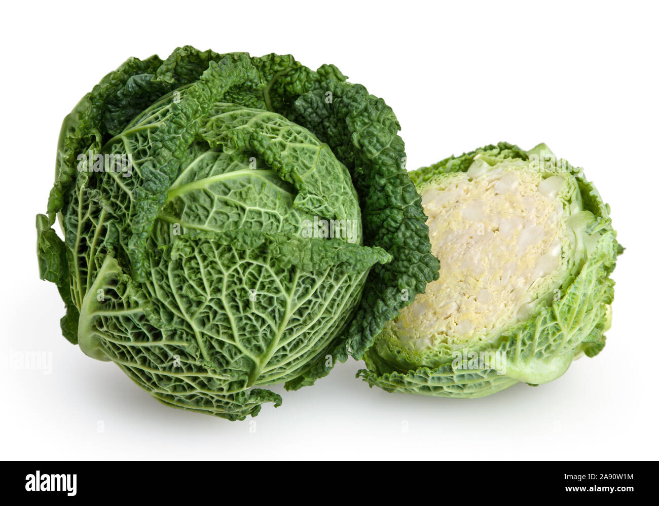 Savoy cabbage isolated on white background with clipping path Stock ...