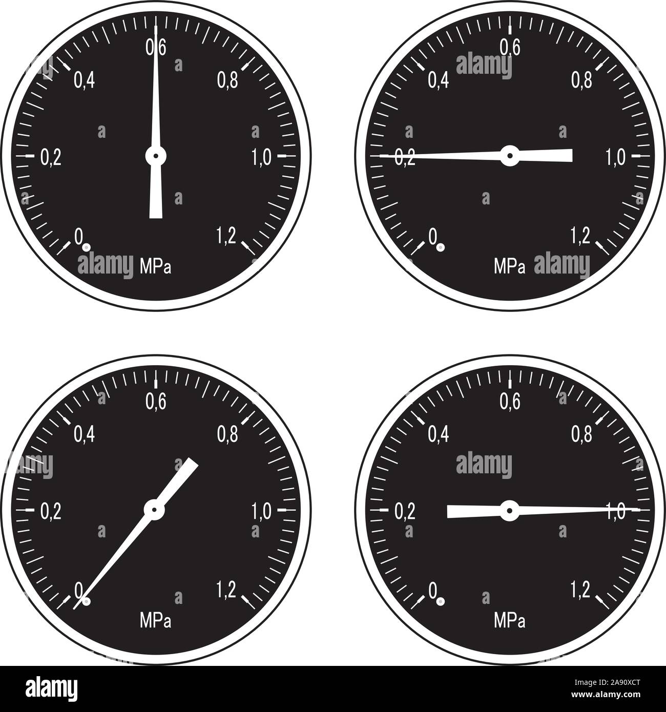 Manometers for pressure measerument. Black and white collection Stock ...