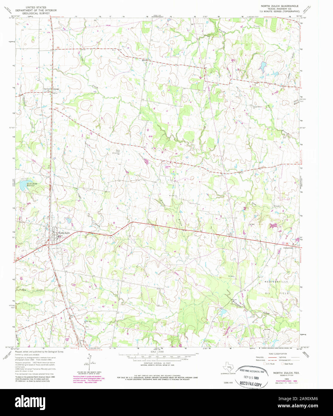 USGS TOPO Map Texas TX North Zulch 117386 1965 24000 Restoration Stock ...